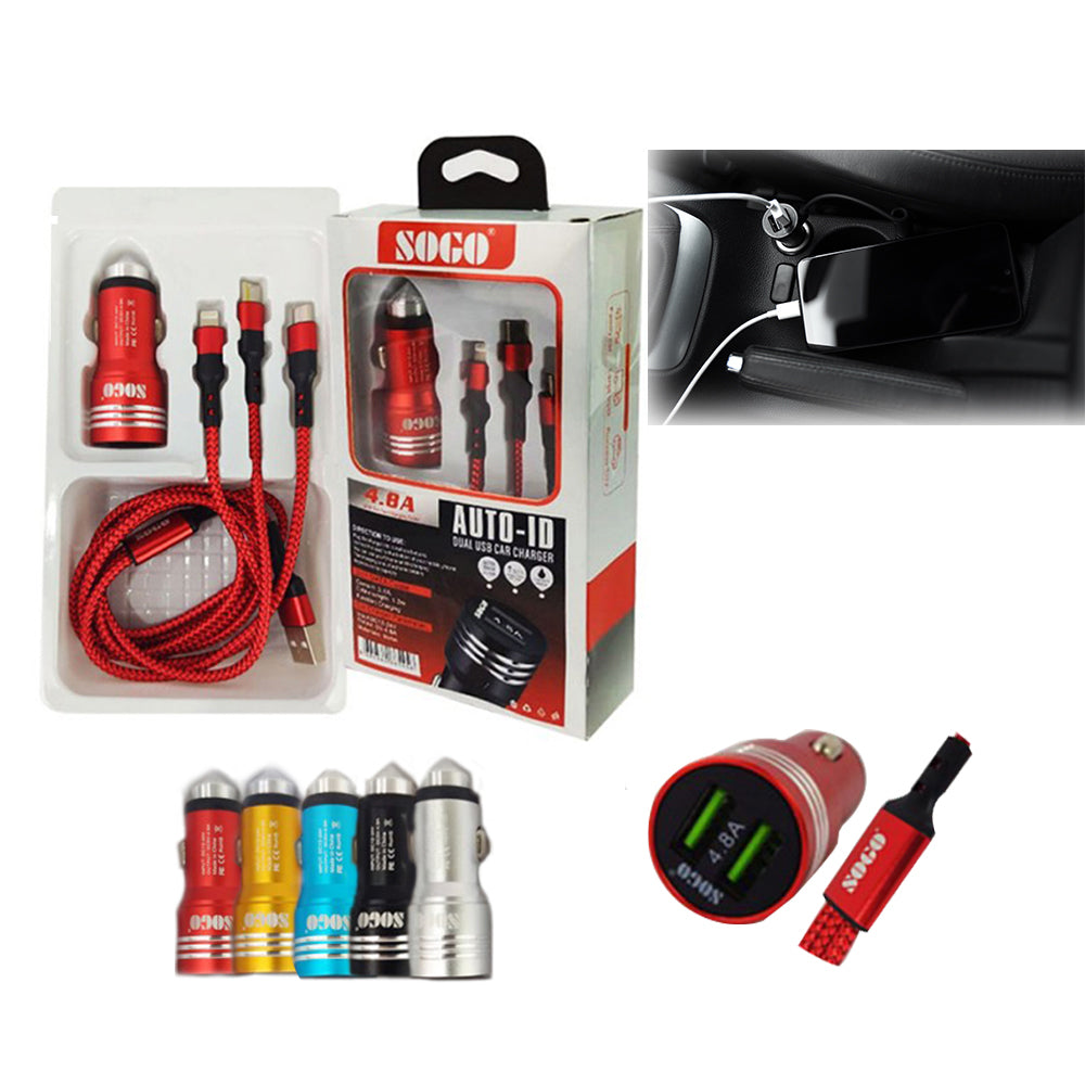 Sogo Power Drive Fast Car Charger 24w Dual USB Quick Charging Aluminum ...